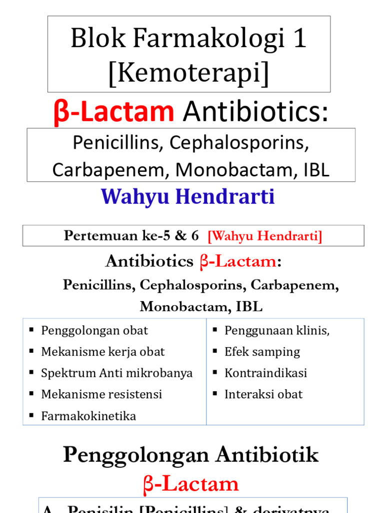 5 6 Antibiotic β Lactam Penicillins, Cephalosporins, Carbapenem ...