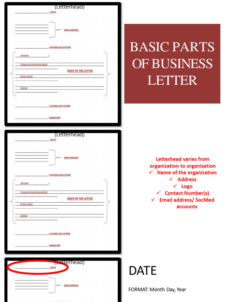 Basic Parts of Business Letter | PDF | Text | Written Communication