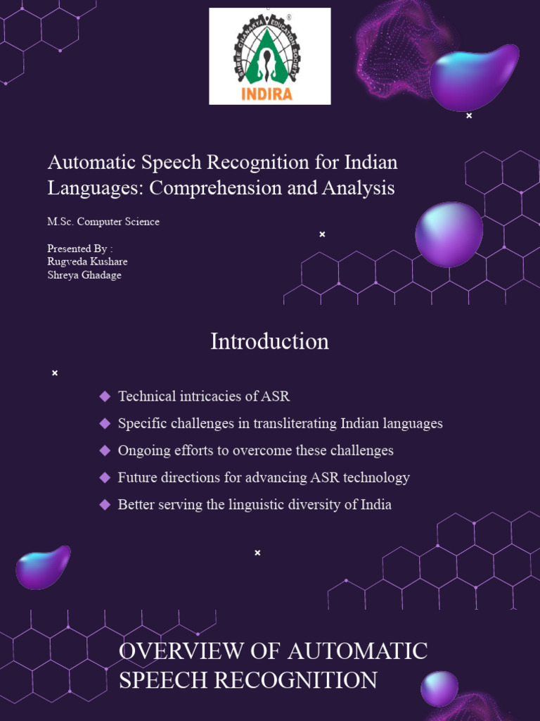 Automatic Speech Recognition For Indian Languages: Comprehension and Analysis | PDF | Speech ...