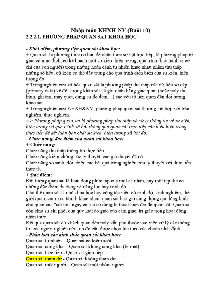 Buổi 10 - Nhập môn KHXH&NV | PDF