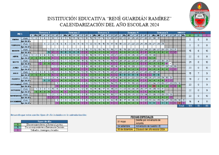 Calendarización Del Año Escolar 2024 | PDF
