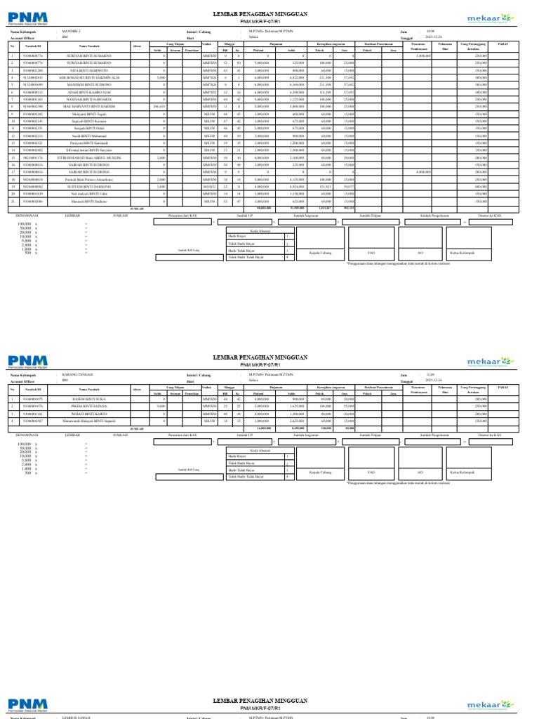 LembarPenagihanMingguan (LPM) ADAMAYANTI11 2612202375518 | PDF