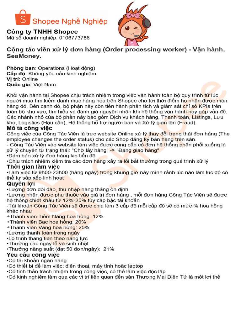 Shopee Job Description | PDF