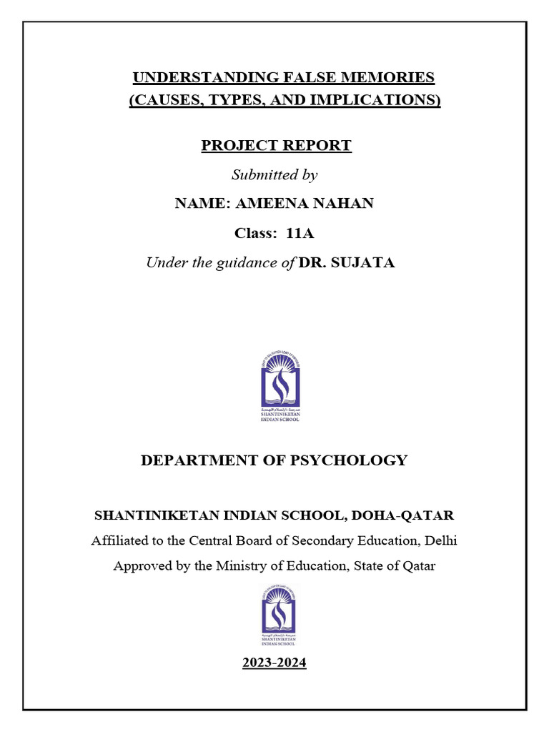 Psychology Project | PDF | Memory | Experience