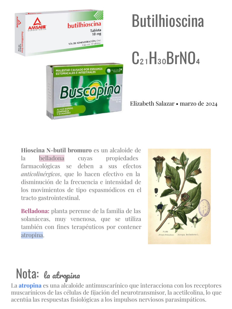Butilhioscina - farma 6°E | PDF | Drogas | Farmacología