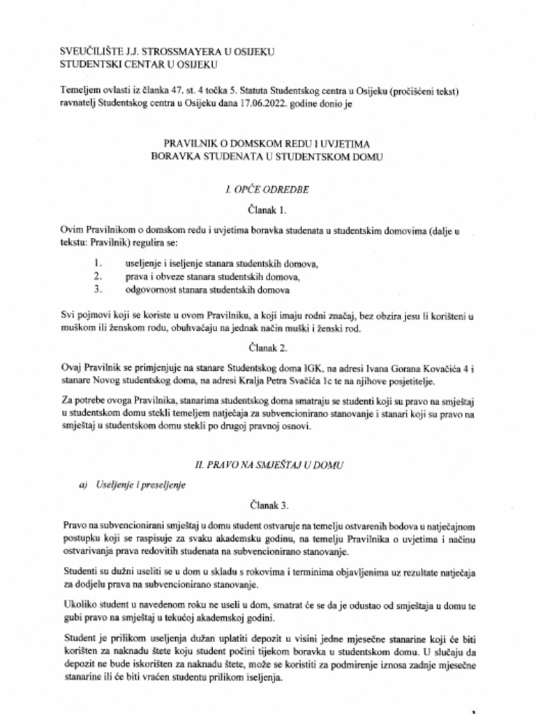 Pravilnik o Domskom Redu 2022. 23. | PDF