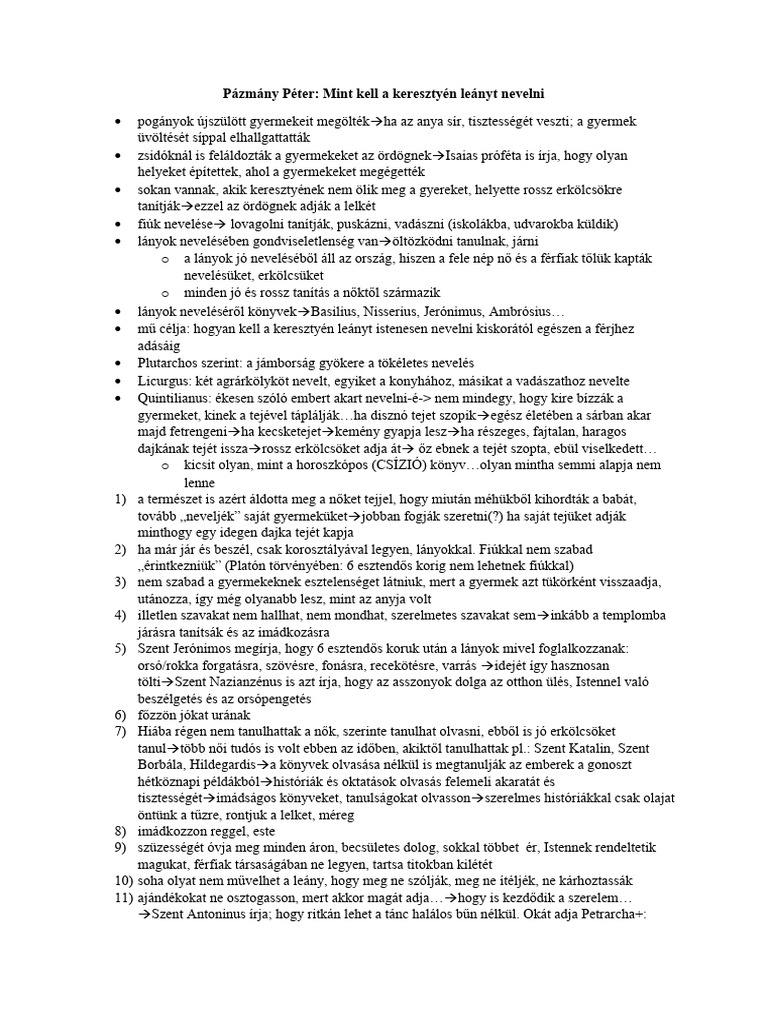 Pázmány Péter Mint Kell... Vázlat | PDF