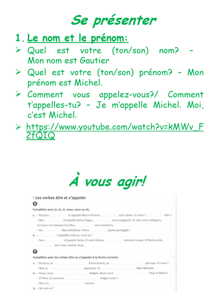 Se présenter et parler de sa nationalité | PDF | Linguistique | Langues