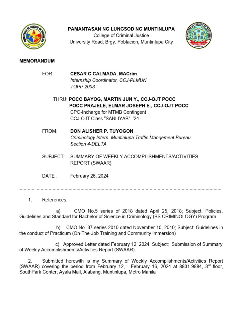 2nd Week SWAAR | PDF