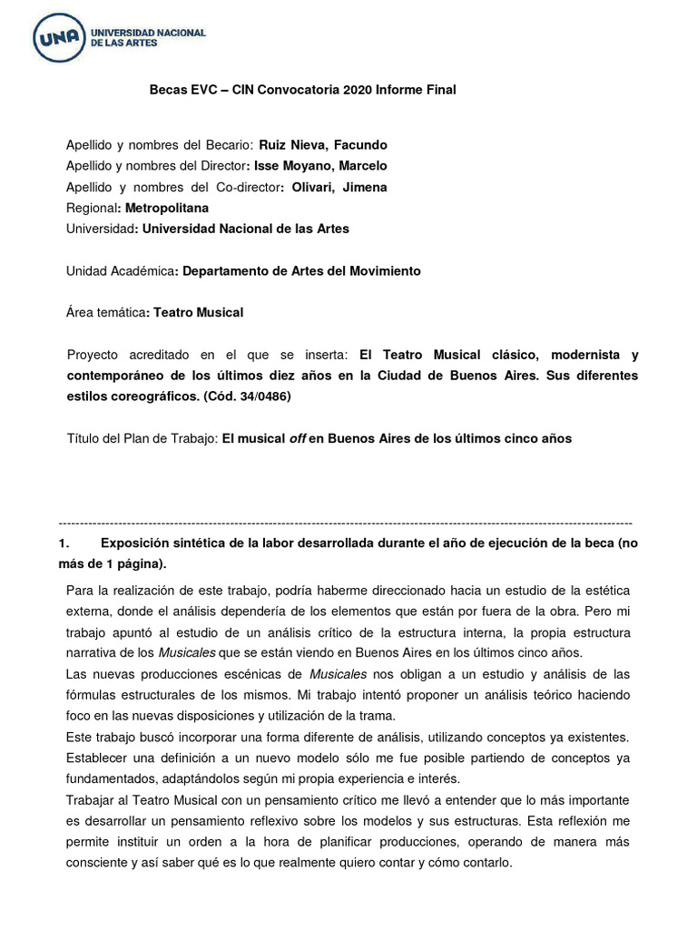 Informe Final EVC CIN 2020 | PDF | Teatro | Método científico