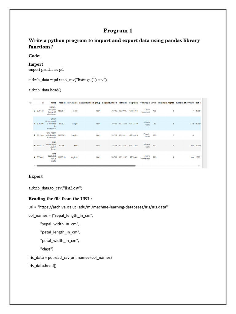 Python Data Import/Export with Pandas | PDF