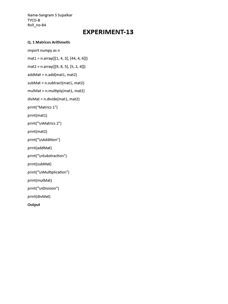 Experiment 13 Programs | PDF