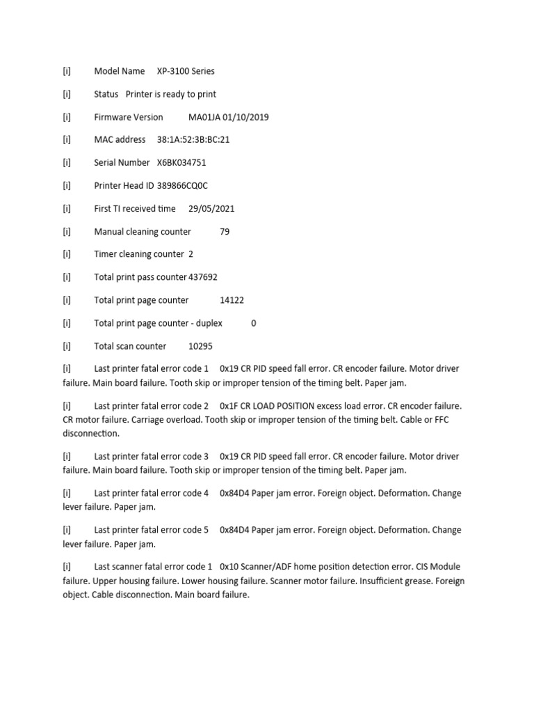 XP 3100 | PDF | Printer (Computing) | Manufactured Goods