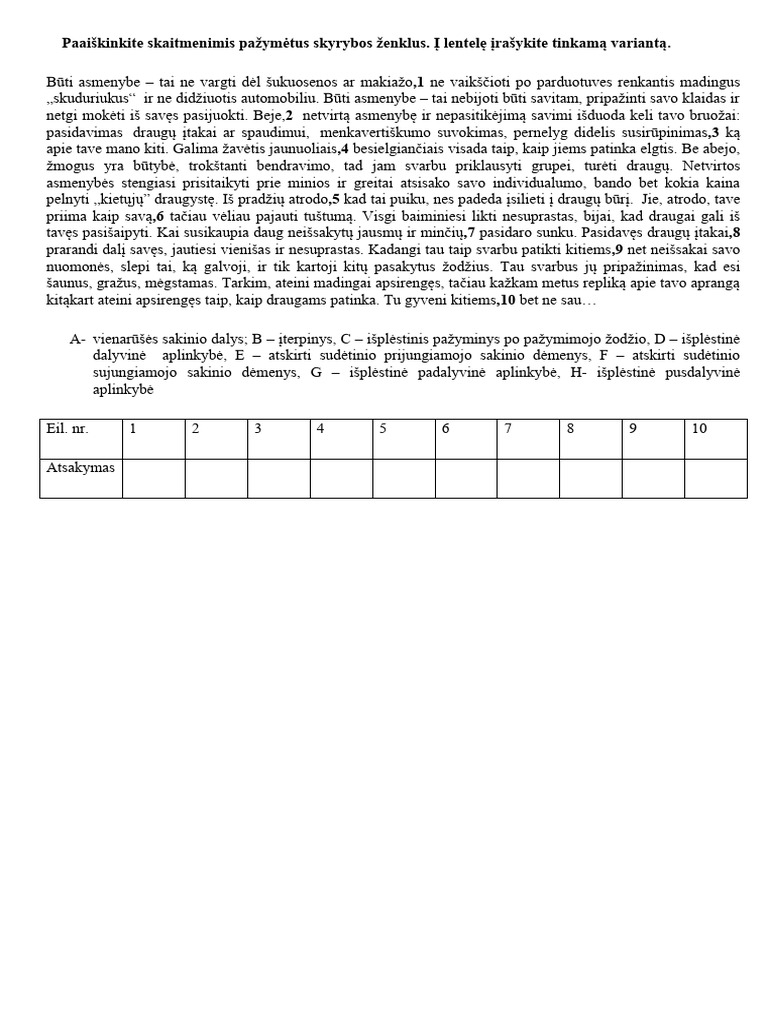 Testas - Skyrybos Aiskinimas | PDF