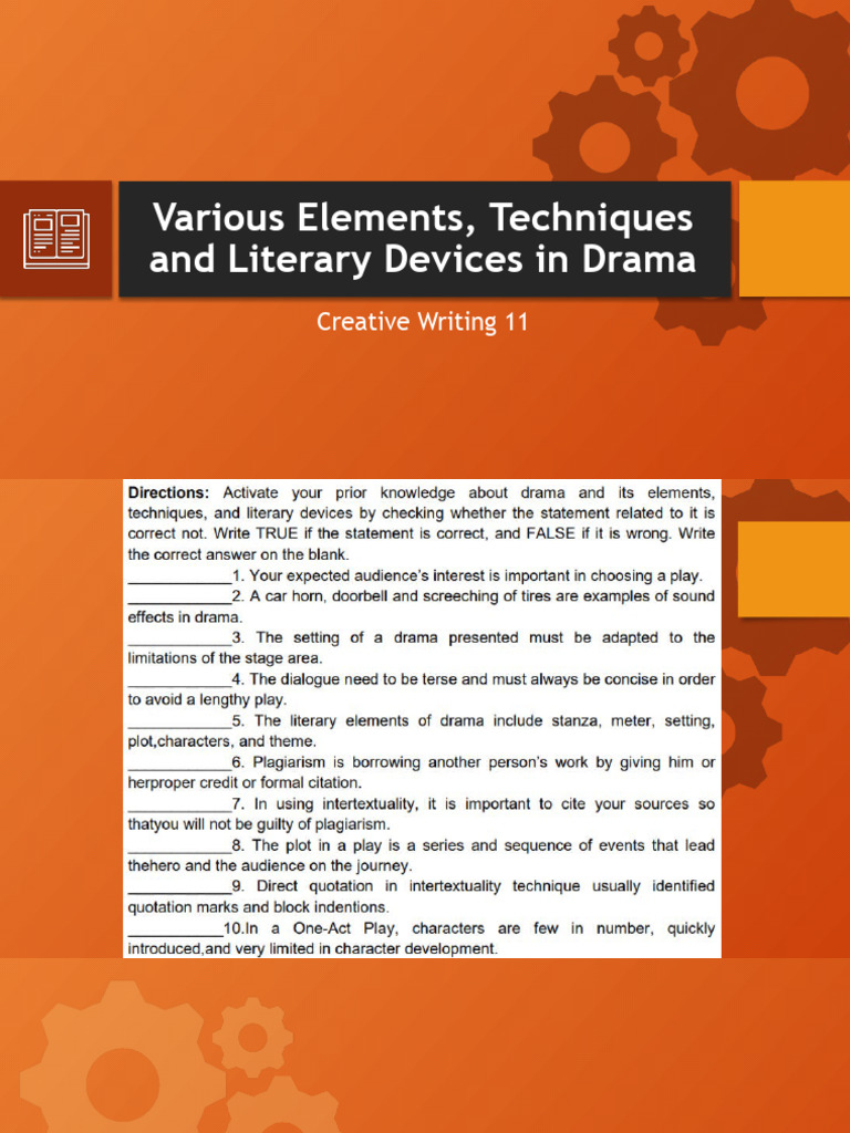 Various Elements, Techniques and Literary Devices in Drama: Creative ...