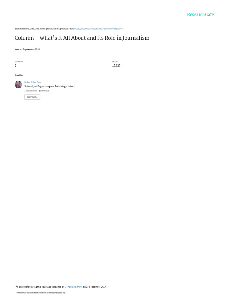 Column Writing | PDF | Newspapers | News