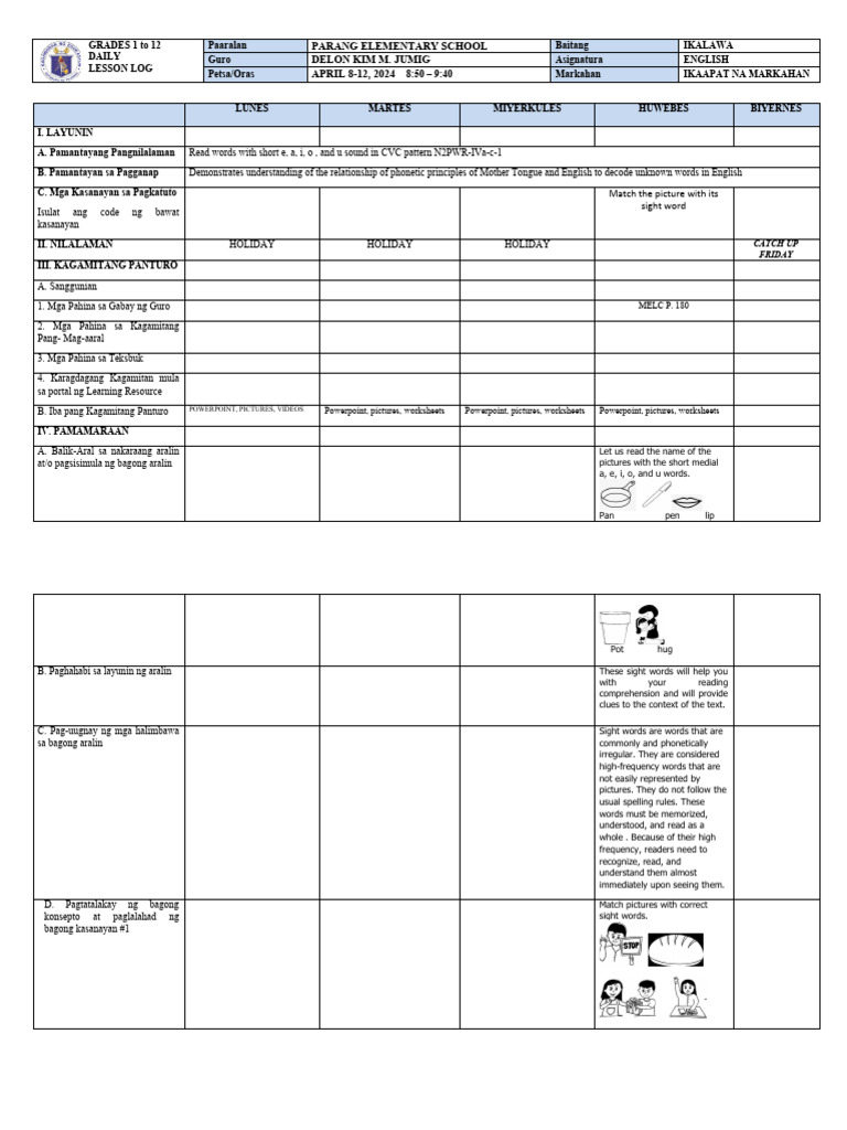 DLL-ENGLISH-Q4-W2 | PDF | Human Communication | Language Acquisition