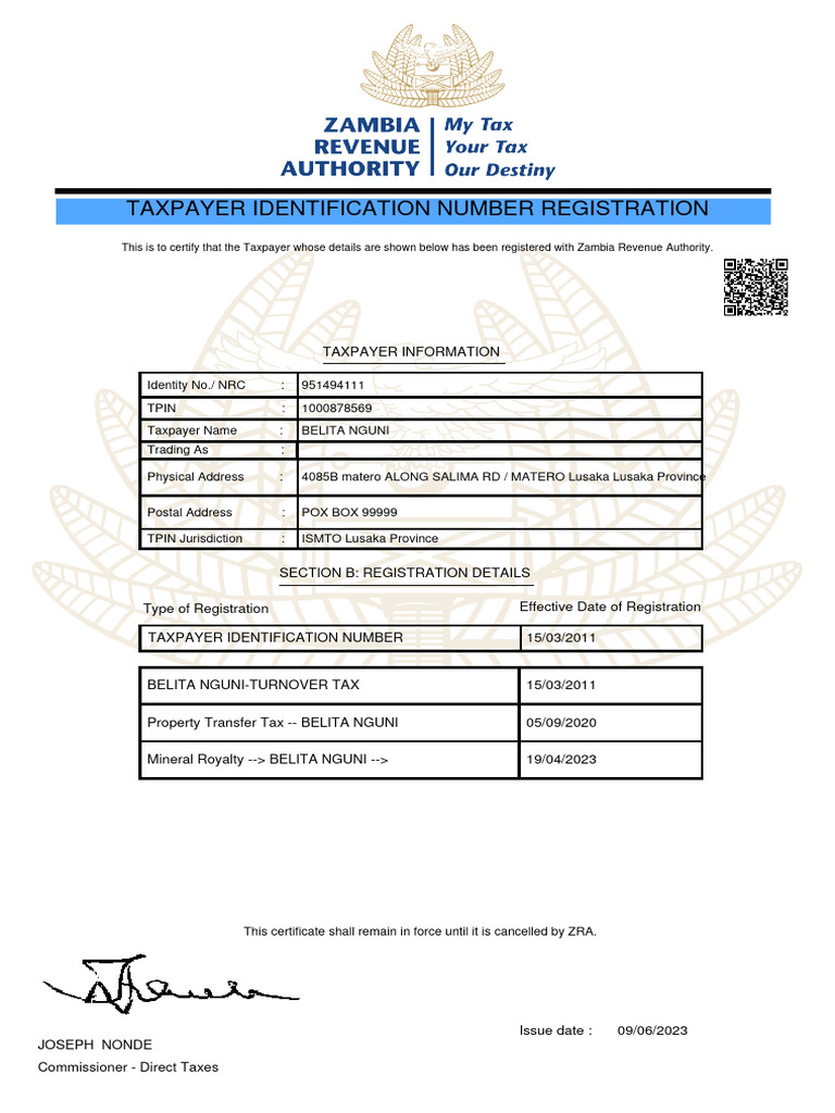 TPIN - Certificate | PDF