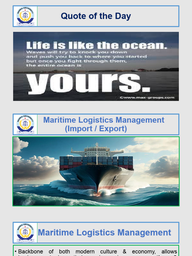 Maritime Logistics Management Overview | PDF | Port | Containerization