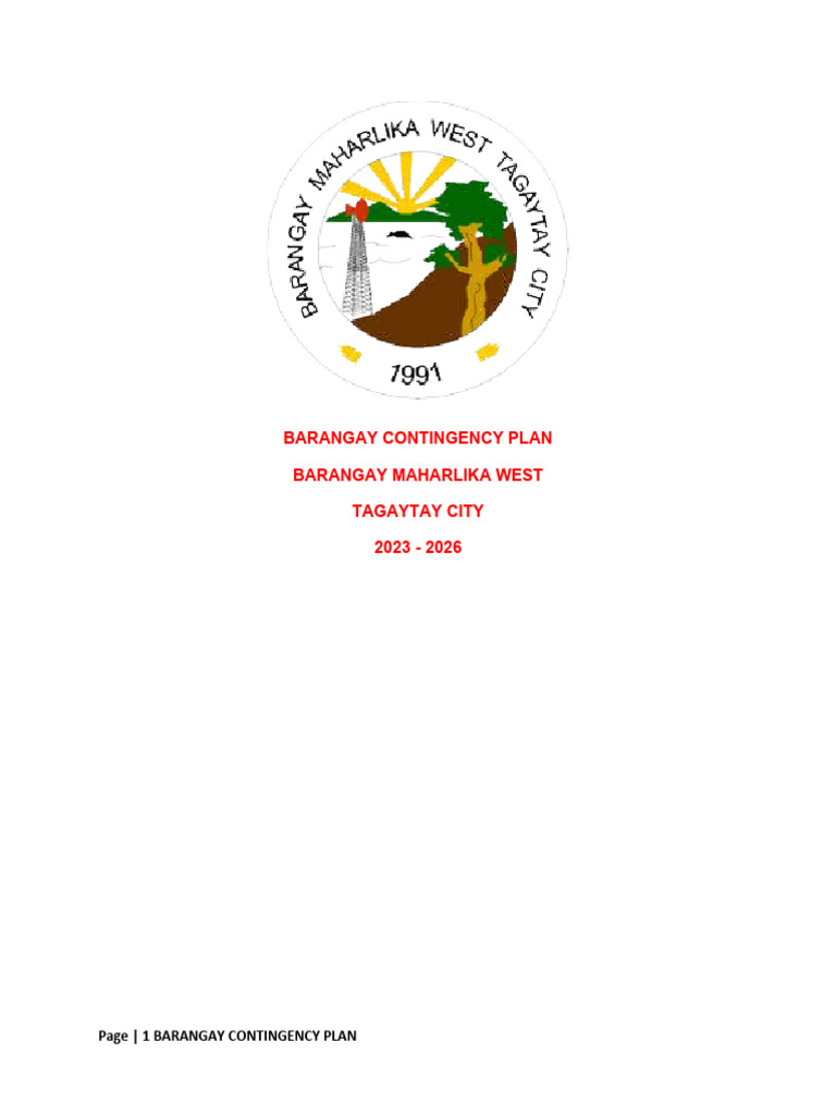 Barangay Contingency Plan 2023 - 2026 | PDF