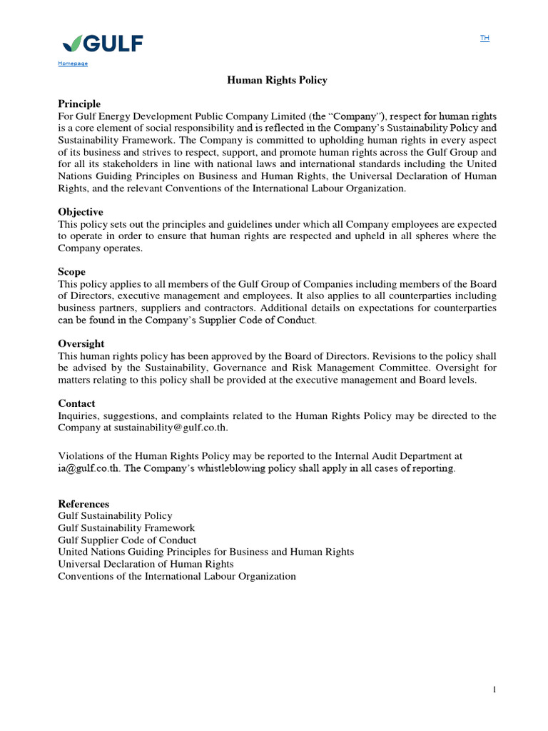 Human Rights Policy EN | PDF | Corporate Social Responsibility | Employment
