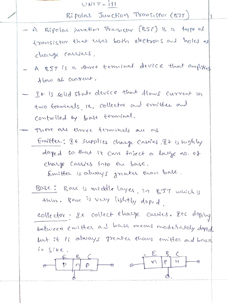 EDC Unit 3 - BJT | PDF | Semiconductor Devices | Semiconductors