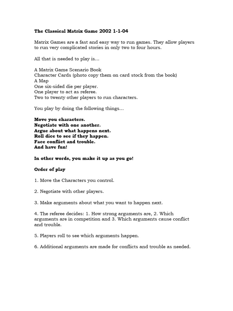 Classic Matrix Game 2002 | PDF | Espionage | Siege