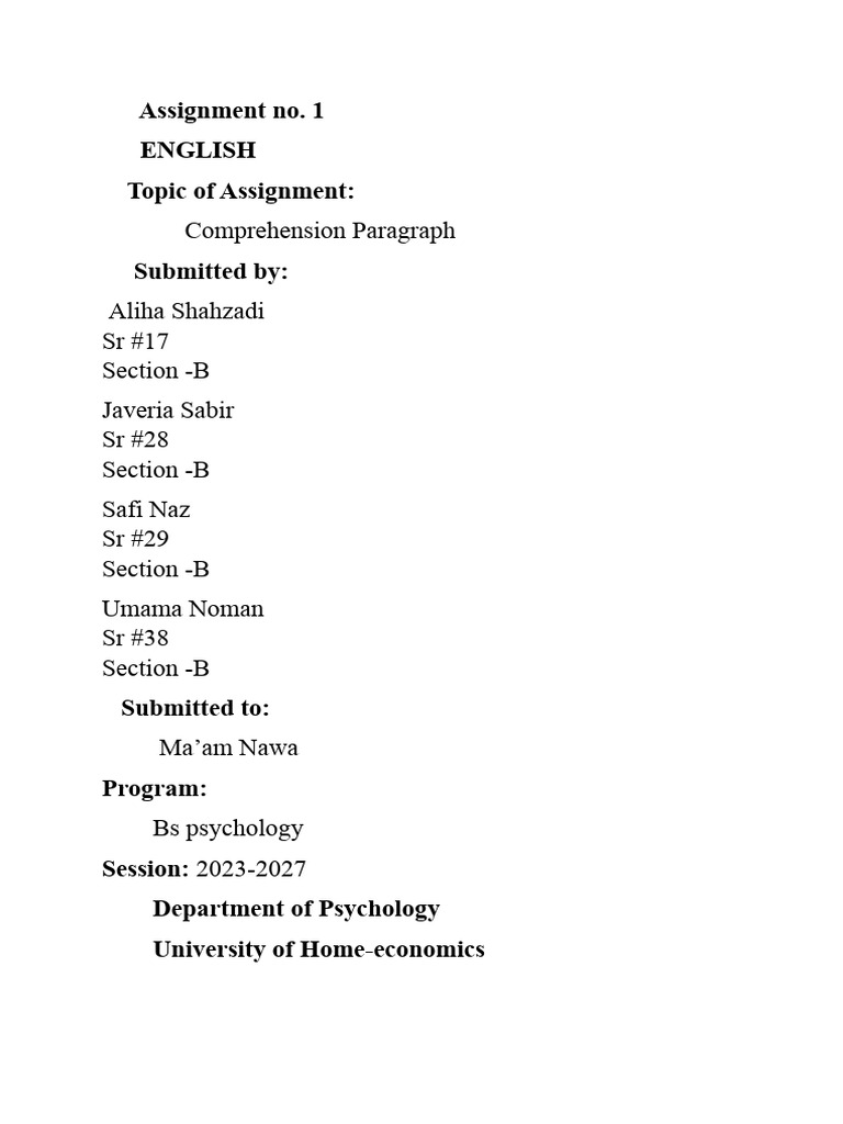 English Assignment | PDF | Dream | Thought