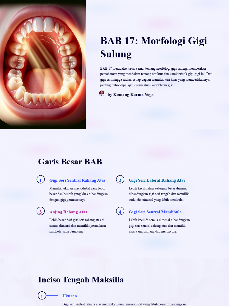 BAB 17 Morfologi Gigi Sulung | PDF