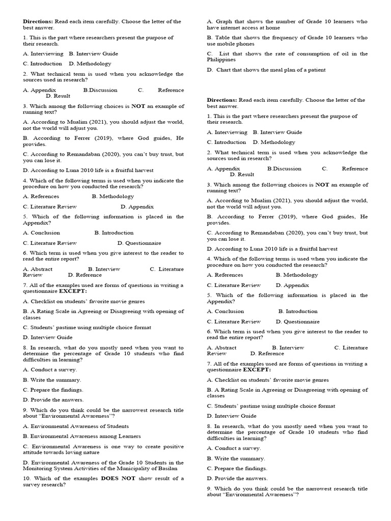 Eng. 10 4.1 Eval. | PDF | Methodology | Questionnaire