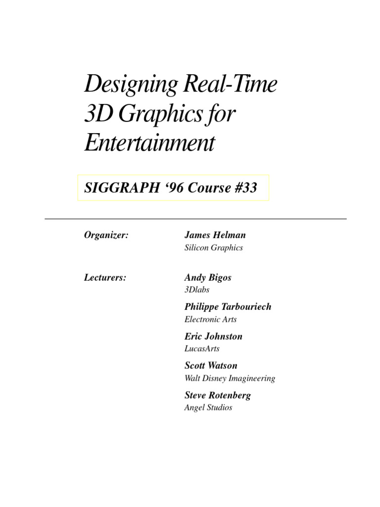 0118 Designing Real Time 3d Graphics For Entertainment | PDF | Computer Graphics | Rendering ...
