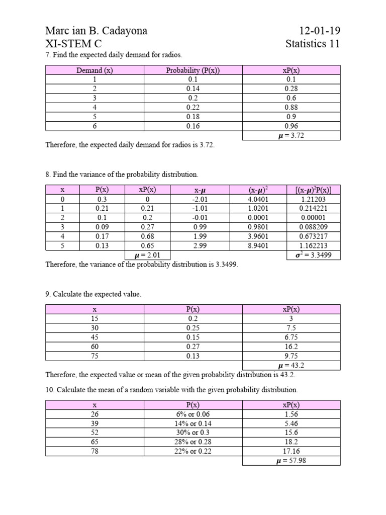 Stats Done | PDF | Standard Deviation | Variance