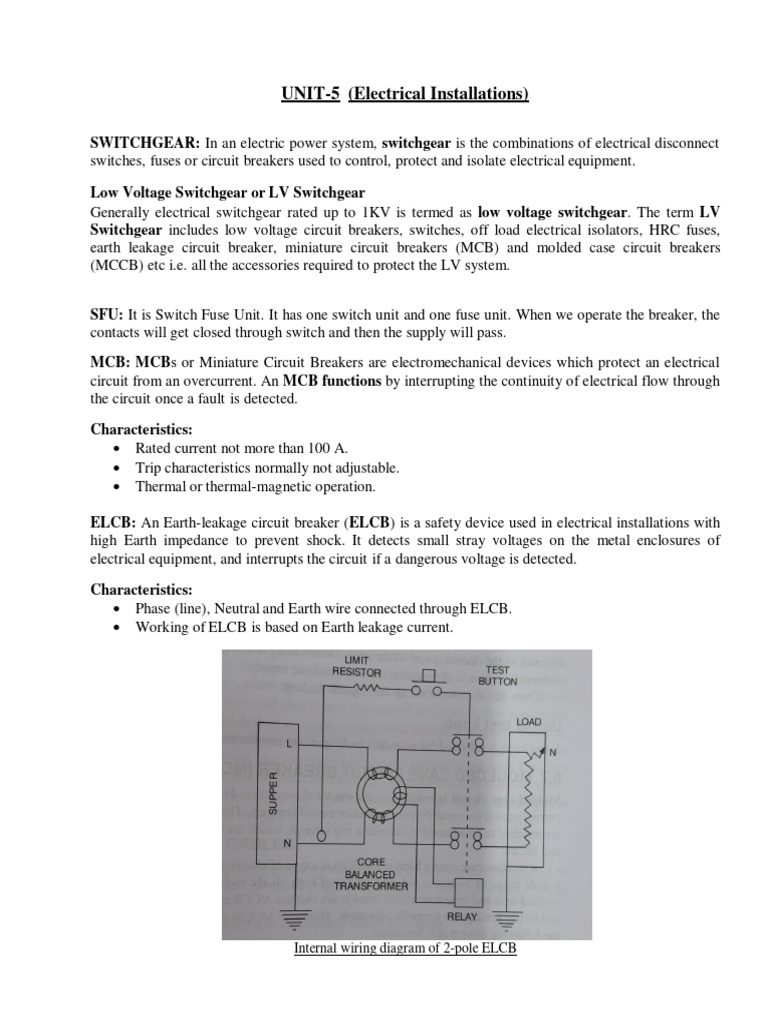 UNIT 5 (Electrical Installations) 1 | PDF | Rechargeable Battery | Electrical Wiring