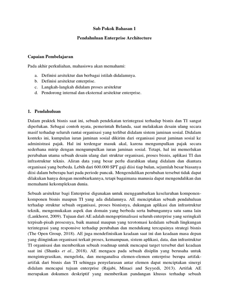 Modul Pendahuluan Arsitektur Enterprise Pdf