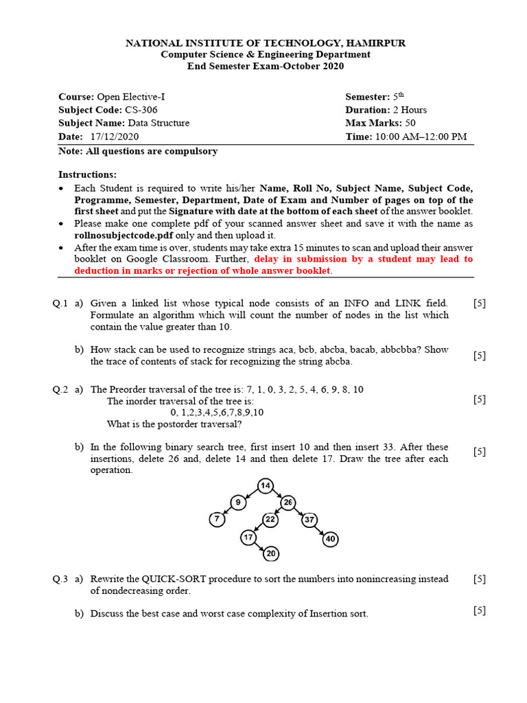 2020-Dec CS-306 57 | PDF | Algorithms And Data Structures | Applied Mathematics