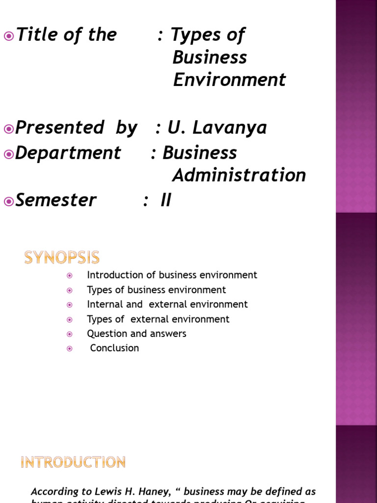 Types of Business Environments Explained | PDF | Supply Chain ...