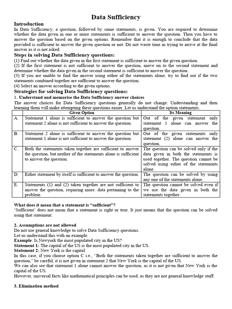 Data Sufficiency | PDF | Statistics | Area