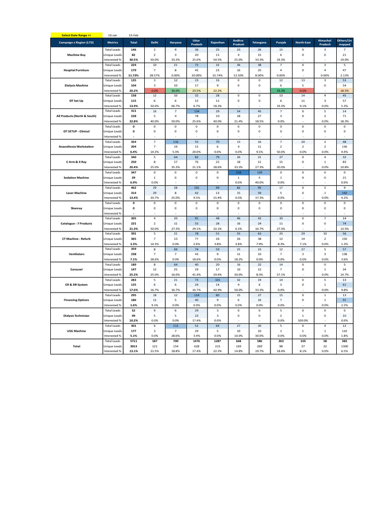 Campaign X Region L30D Summary | PDF