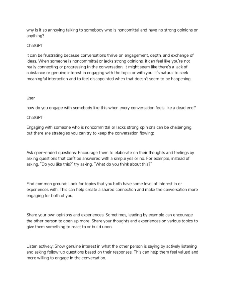 Frustrating Lack of Engagement | PDF | Conversation | Thought
