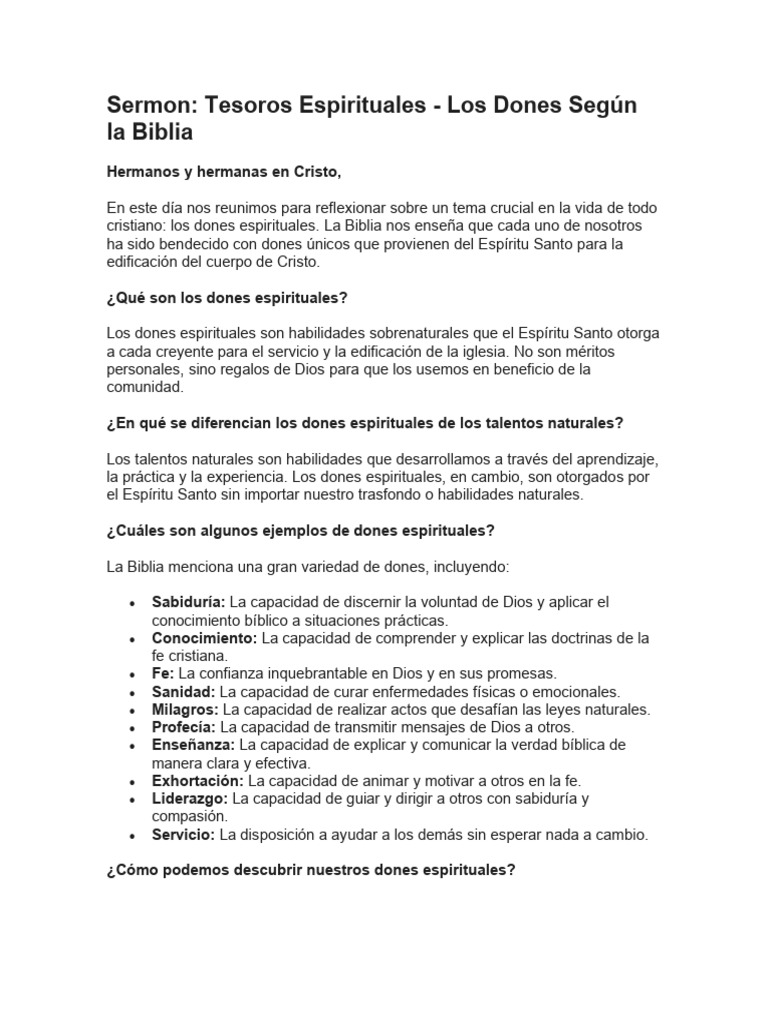 Dones Espirituales en la Biblia | PDF | Fe | espíritu Santo