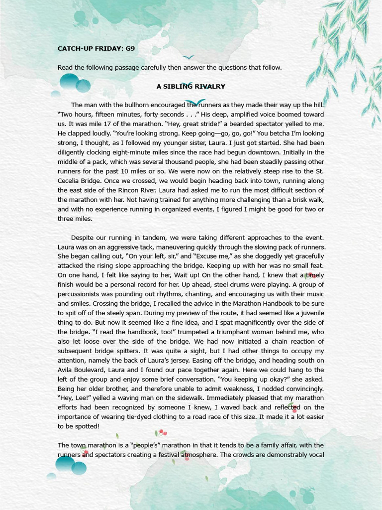 Marathon Sibling Rivalry | PDF