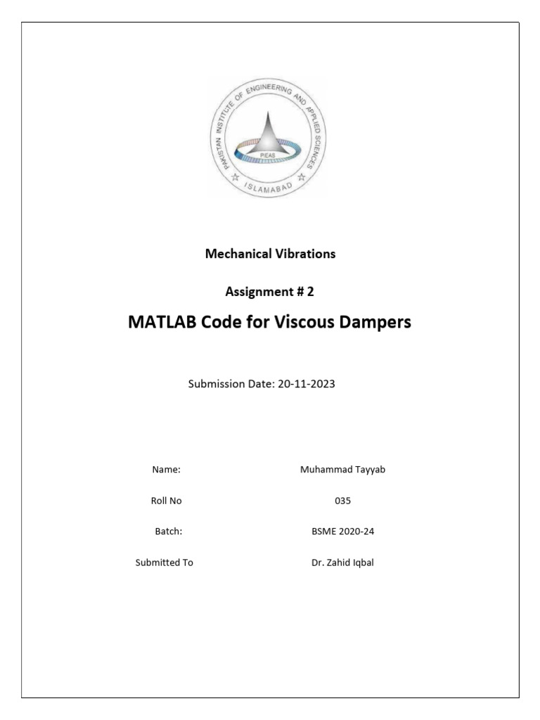 Matlab | PDF | Damping | Physical Phenomena