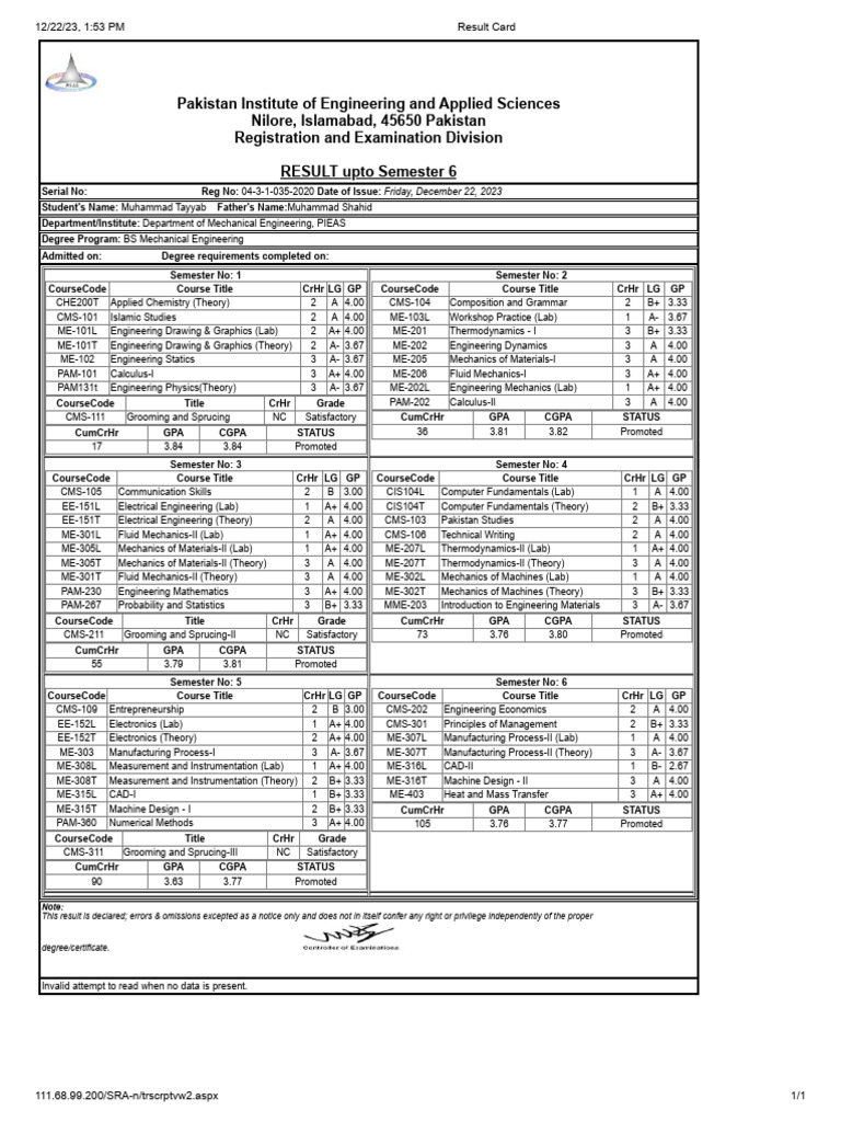Result Card | Download Free PDF | Engineering | Physical Sciences