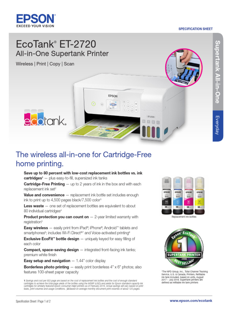EcoTank ET-2720 | PDF | Image Scanner | Printer (Computing)
