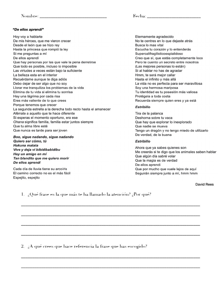 De Ellos Aprendí (Preguntas) | PDF