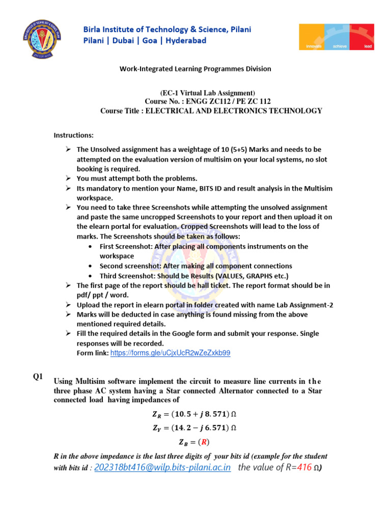 LAB ASSIGNMENT-2 Question1 AND 2 | PDF | Electrical Impedance ... LAB ASSIGNMENT-2 Question1 AND 2 | PDF | Electrical Impedance ...