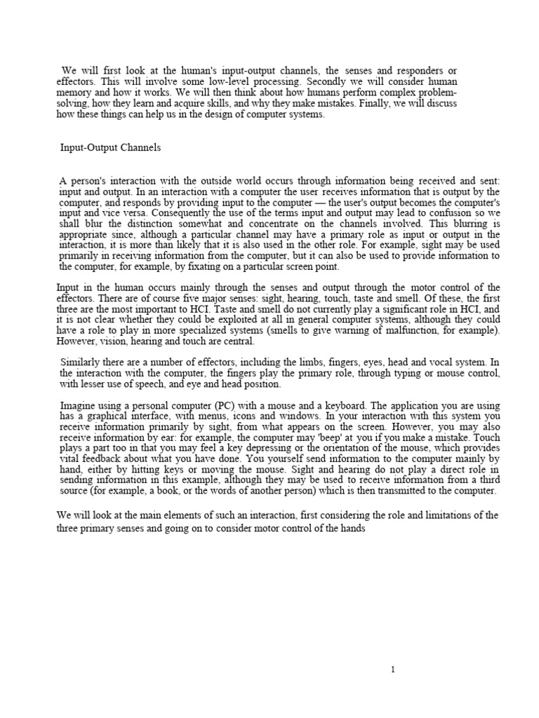 Human Input Output Channels | PDF | Eye | Retina