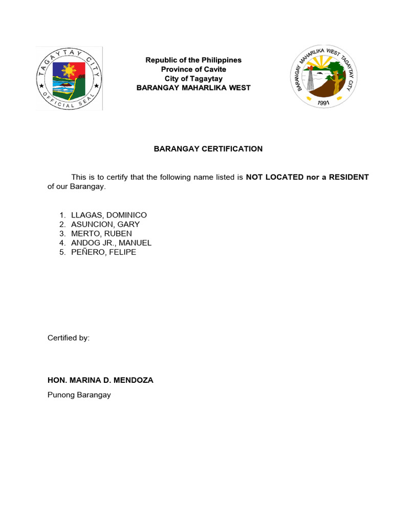 Barangay Certification | PDF