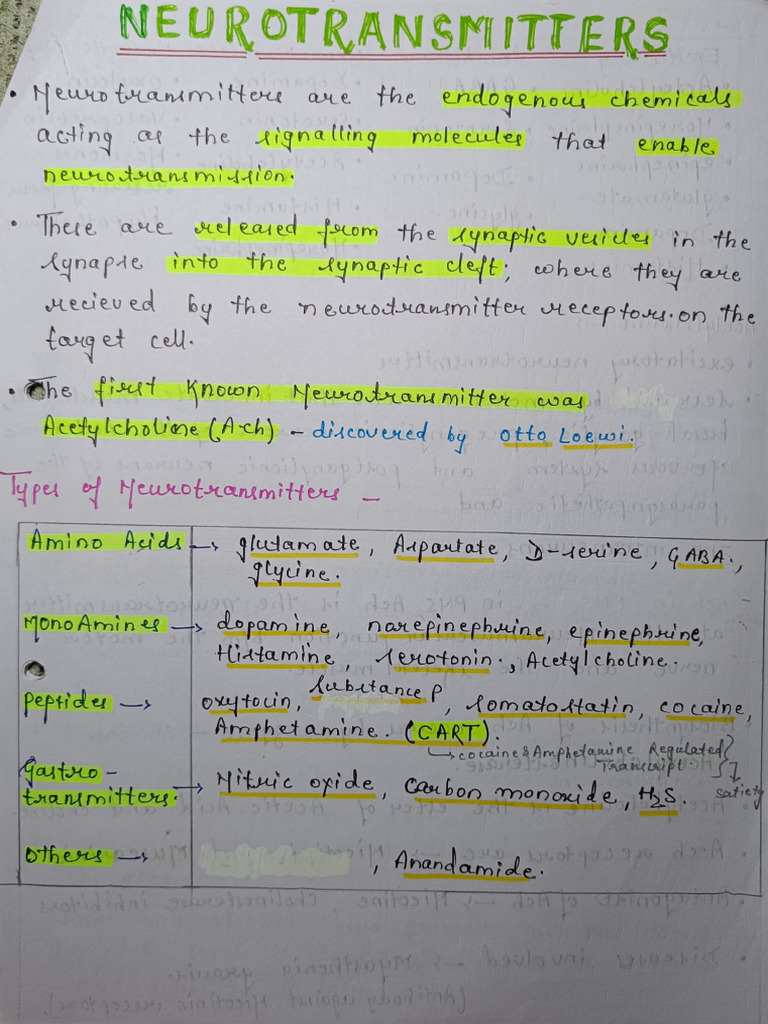 Neurotransmitters | PDF