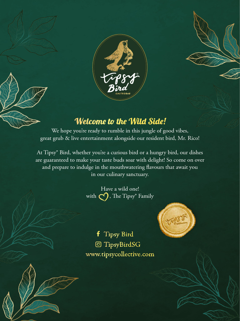 Tipsy Bird Menu - 9 April 2024 | PDF | Thai Cuisine | Drink